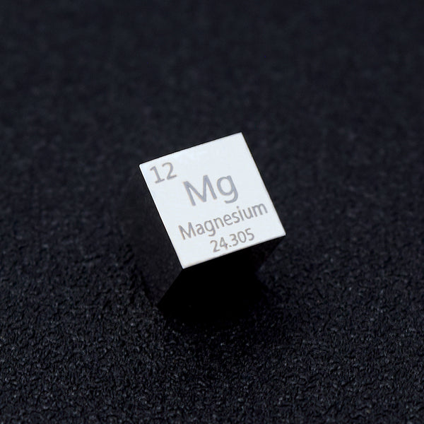 Solid Magnesium Polished Density Cube 10mm - 1.74g - Kranite