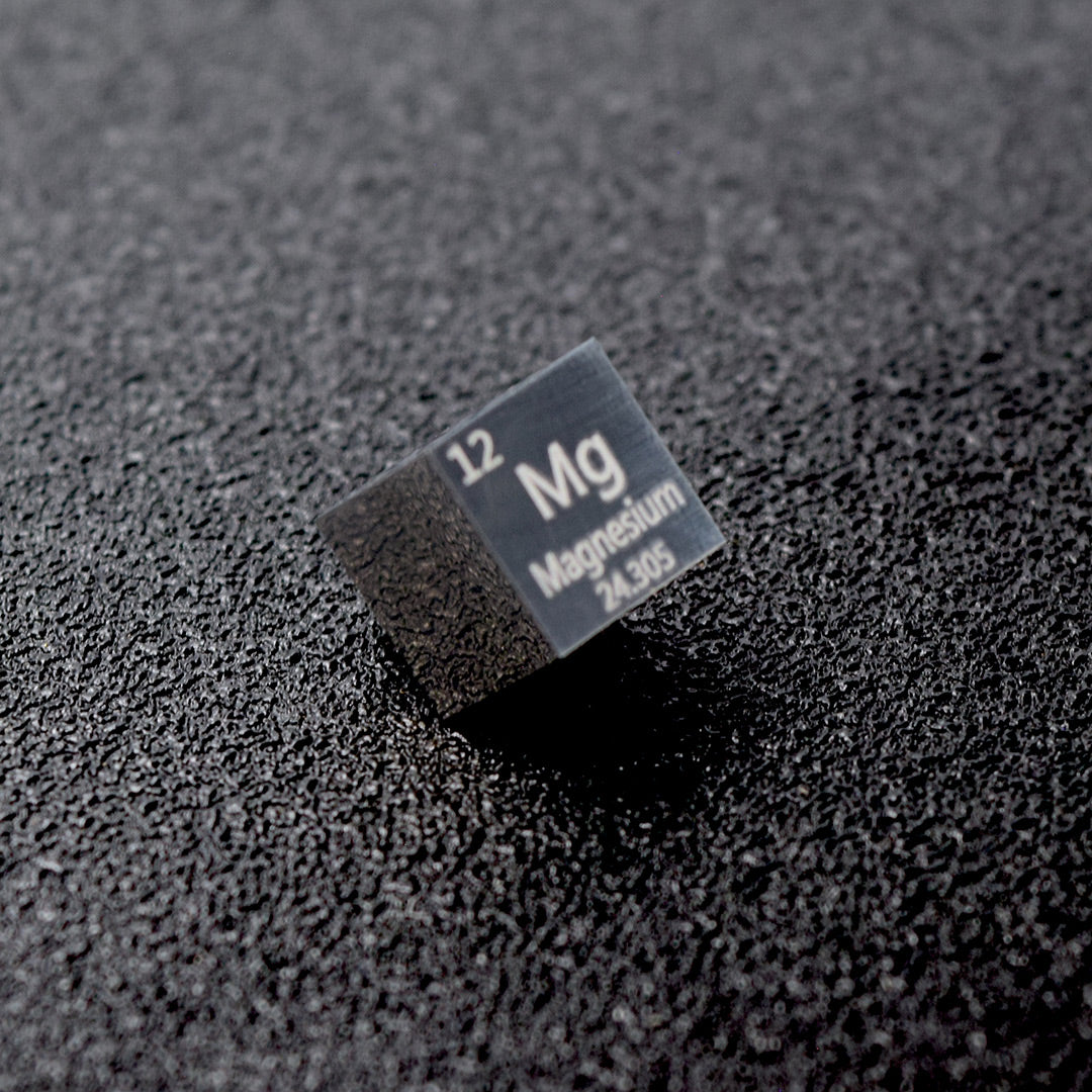Solid Magnesium Polished Density Cube 10mm - 1.74g - Kranite