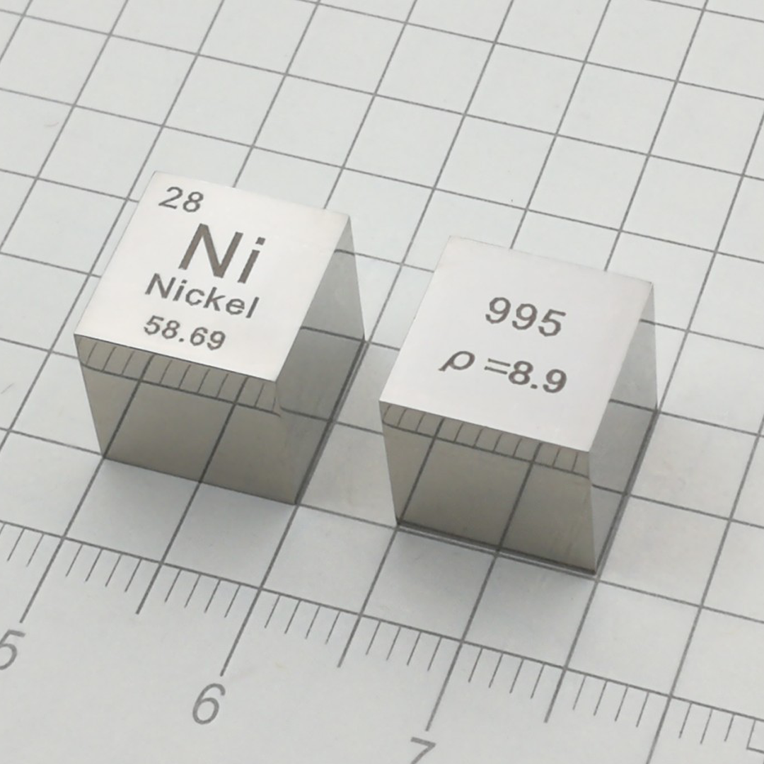 Solid Nickel Polished Density Cube 10mm - 8.9g - Kranite